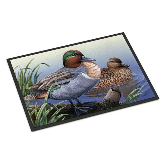 Carolines Treasures PTW2057JMAT Green Teal Ducks in the Water Door Mat ...
