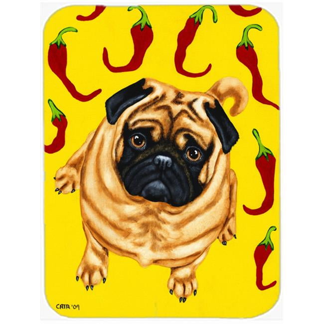 Carolines Treasures Pick a Pepper Pug Glass Large Cutting Board ...