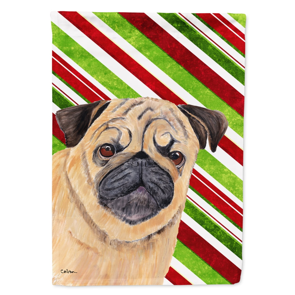 Carolines Treasures SC9331-FLAG-PARENT Pug Candy Cane Holiday Christmas ...