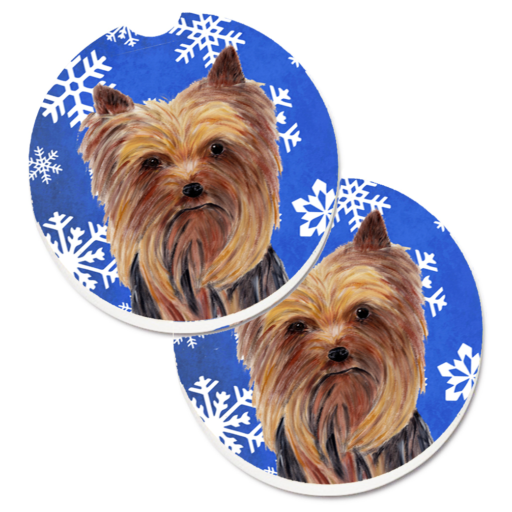 Carolines Treasures SC9365CARC Yorkie Winter Snowflakes Holiday Set of ...
