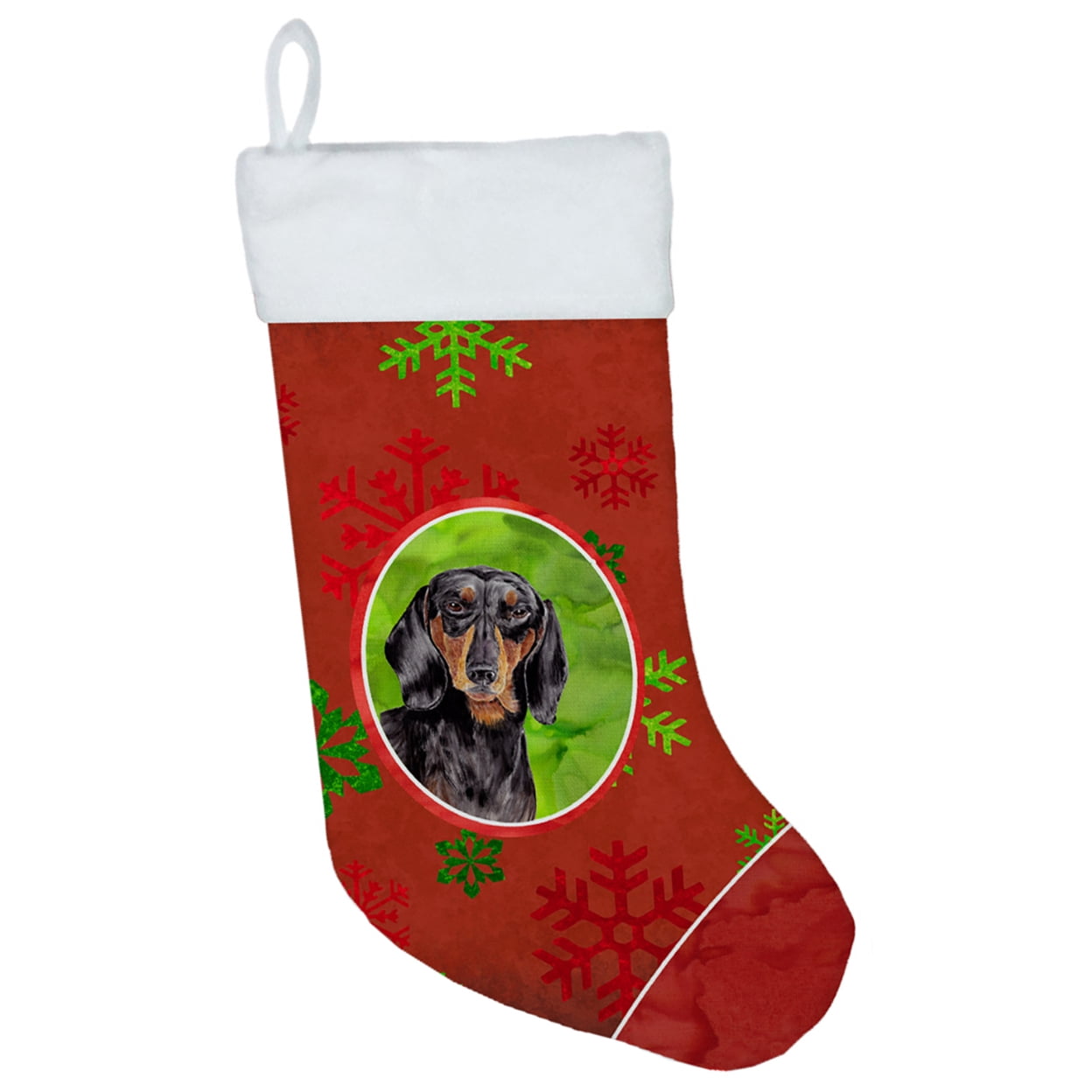 Carolines Treasures SC9403-CS Dachshund Red and Green Snowflakes ...