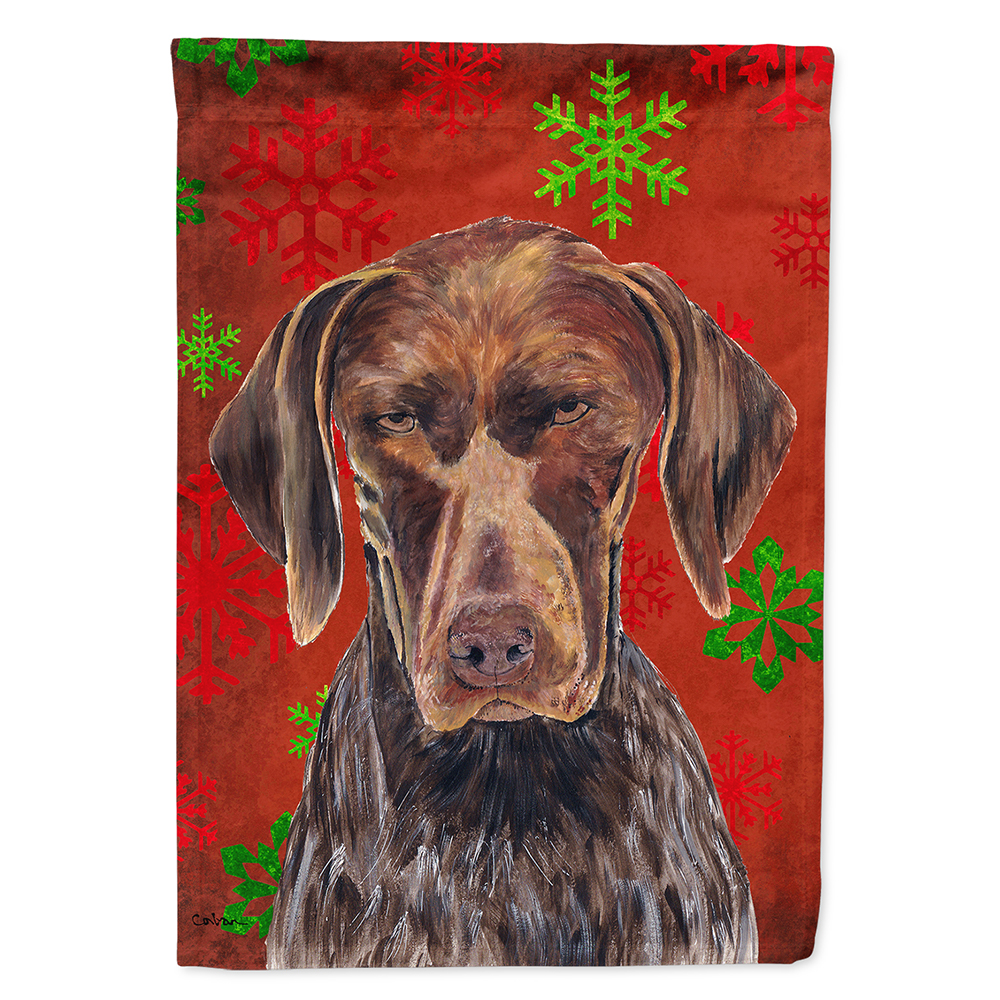 German Shorthaired Pointer Red Snowflakes Holiday Christmas Flag Garden ...