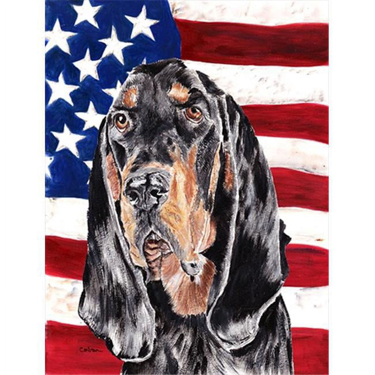 Carolines Treasures SC9511CHF Coonhound Black and Tan USA American Flag ...