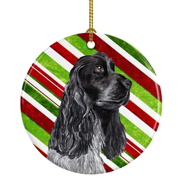 Black Cocker Spaniel Candy Cane Christmas Ceramic Ornament - Walmart.com