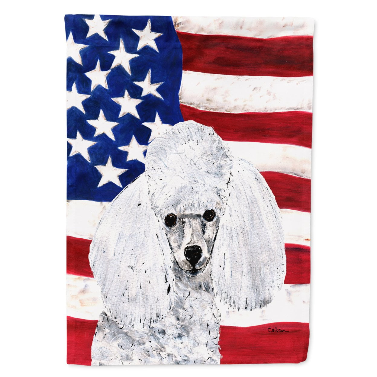 Carolines Treasures SC9629GF White Toy Poodle with American Flag USA ...