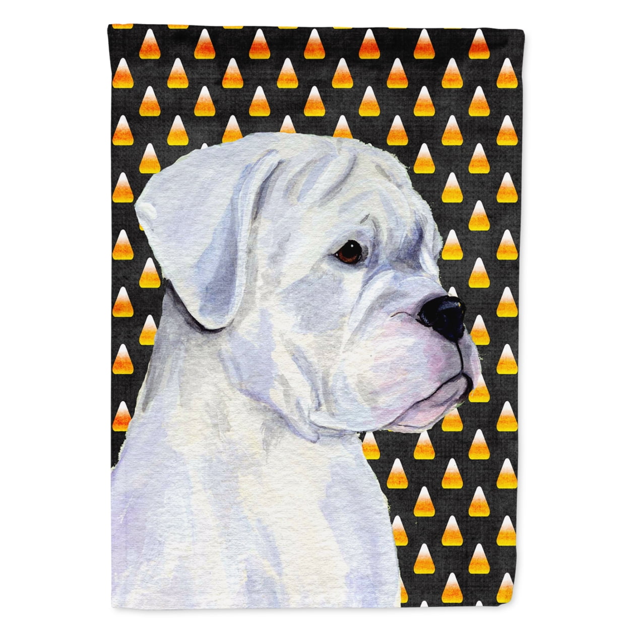 Carolines Treasures SS4302-FLAG-PARENT Boxer White Candy Corn Halloween Portrait Flag multicolor ...