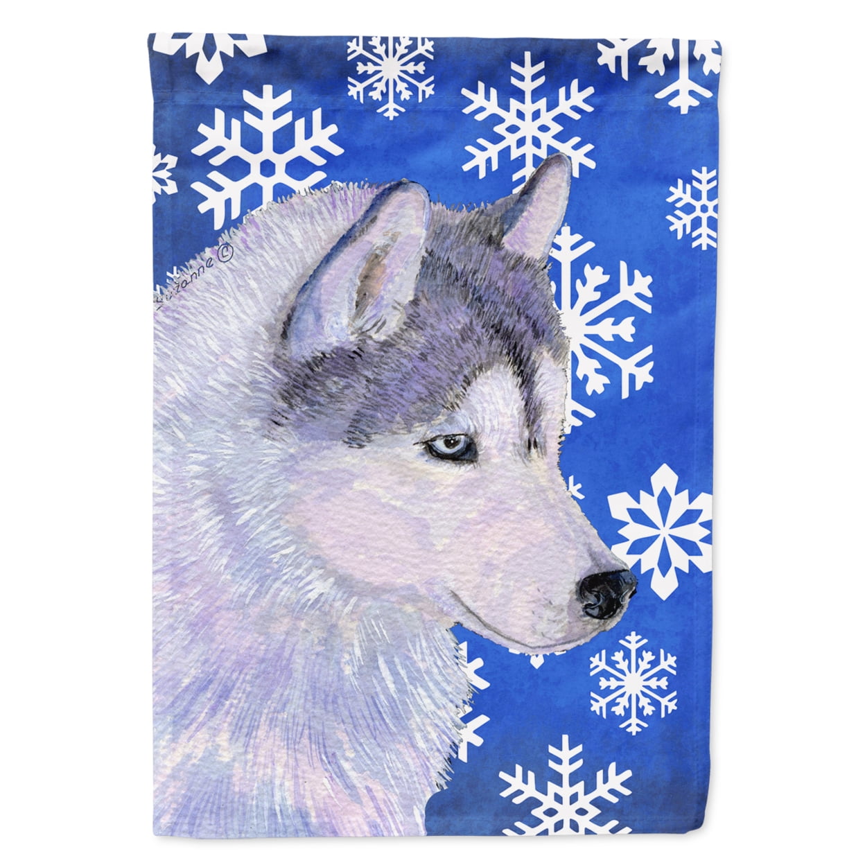 Carolines Treasures SS4602-FLAG-PARENT Siberian Husky Winter Snowflakes ...
