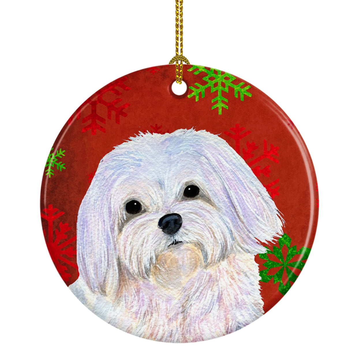 Carolines Treasures SS4689-CO1 Maltese Red Snowflakes Holiday Christmas ...