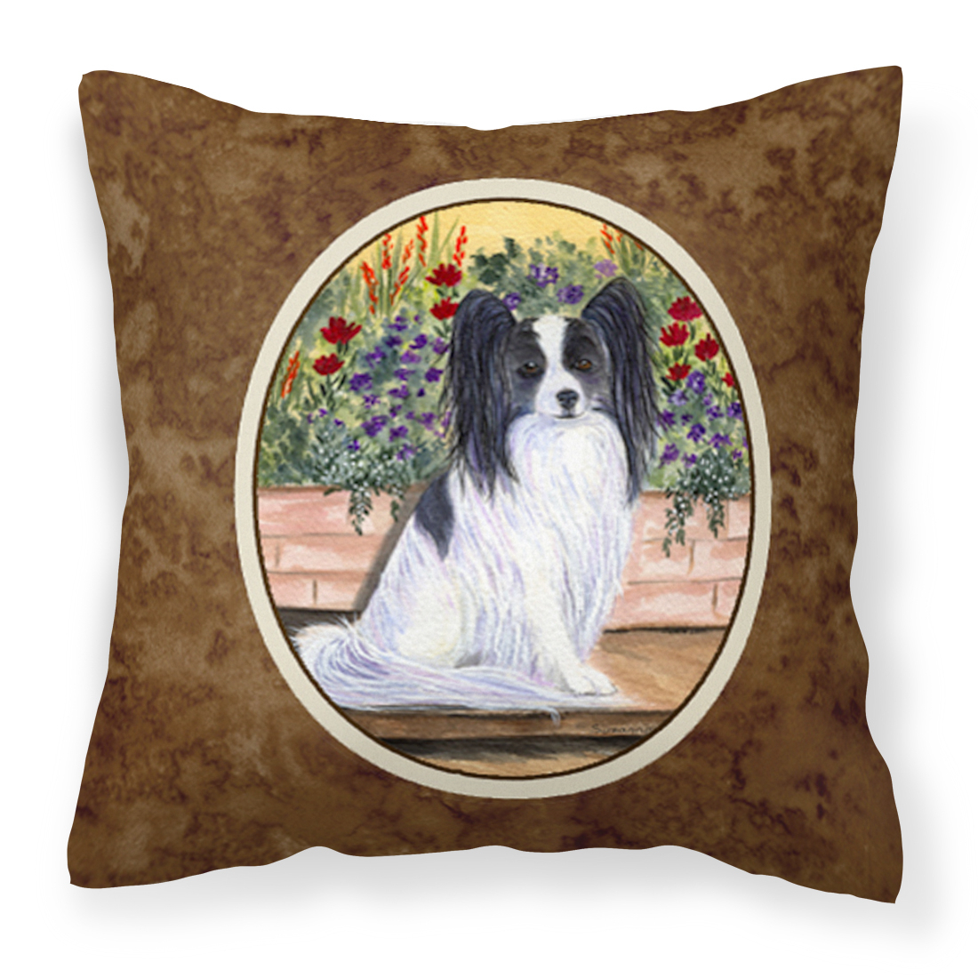 Carolines Treasures SS8210PW1414 Papillon Fabric Decorative Pillow ...