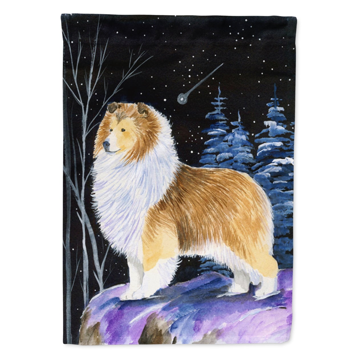 Carolines Treasures SS8368-FLAG-PARENT Starry Night Sheltie Flag ...