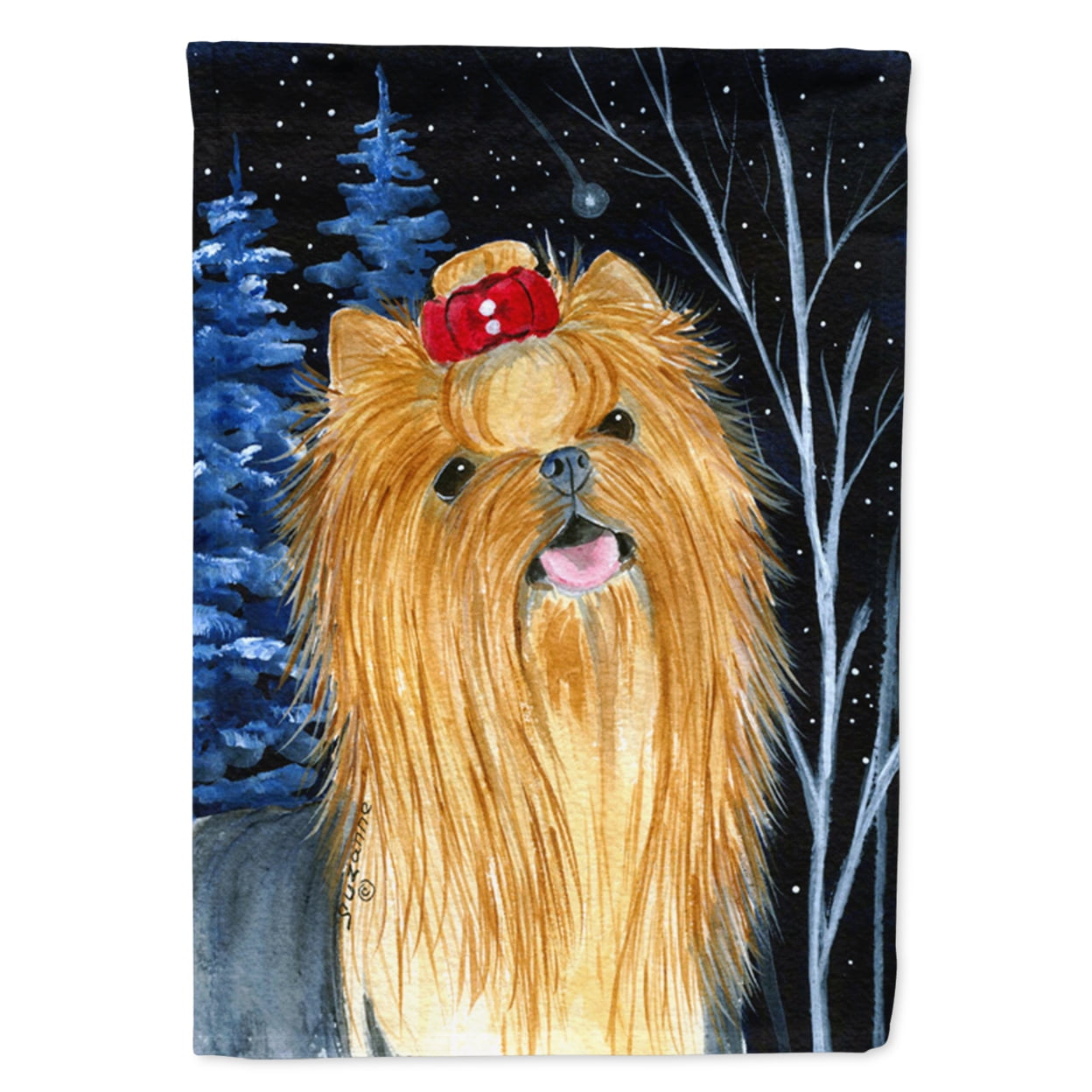 Carolines Treasures SS8413-FLAG-PARENT Starry Night Yorkie Flag ...