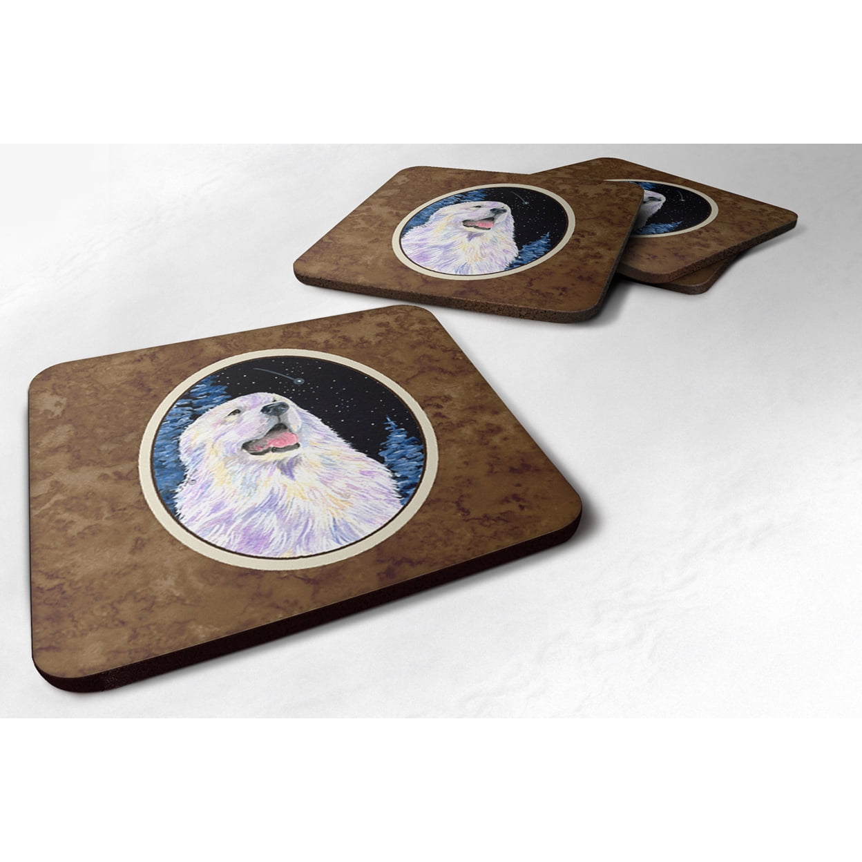 Carolines Treasures SS8466FC Starry Night Great Pyrenees Foam Coaster ...