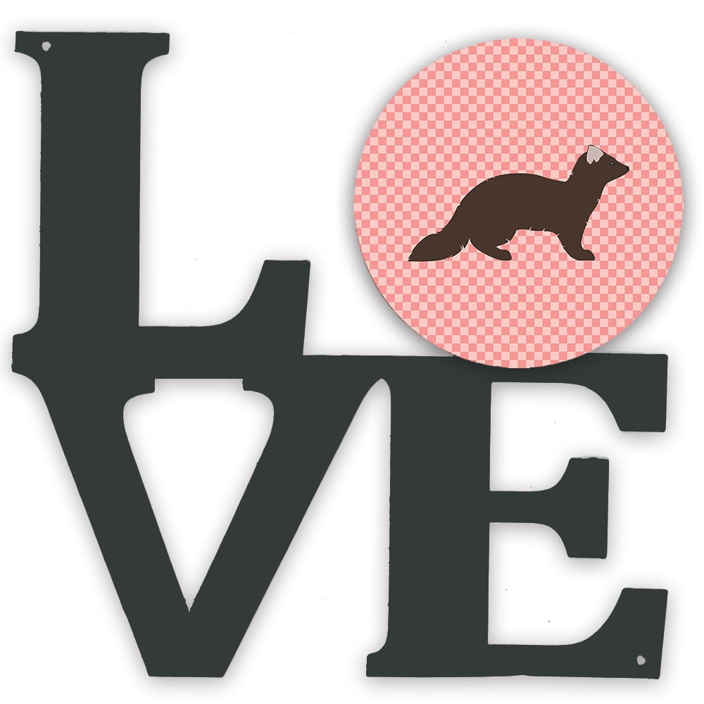 Sable Marten Pink Check Metal Wall Artwork LOVE - Walmart.com