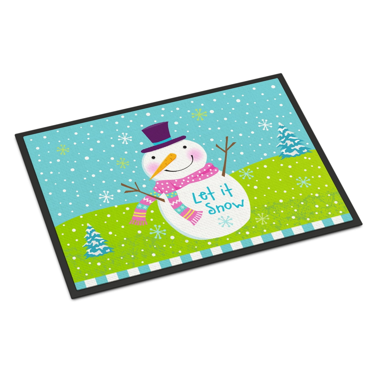 Carolines Treasures VHA3017JMAT Christmas Snowman Let it Snow Door Mat ...