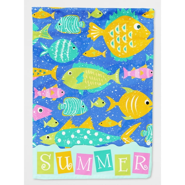 Carolines Treasures VHA3034CHF Little Colorful Fishes Flag Canvas House ...
