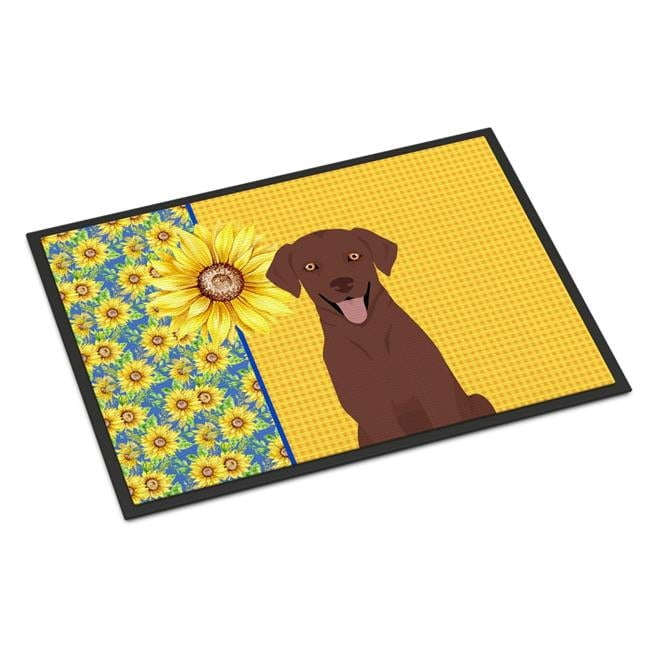 Carolines Treasures WDK5437MAT 18 x 27 in. Summer Sunflowers Chocolate ...