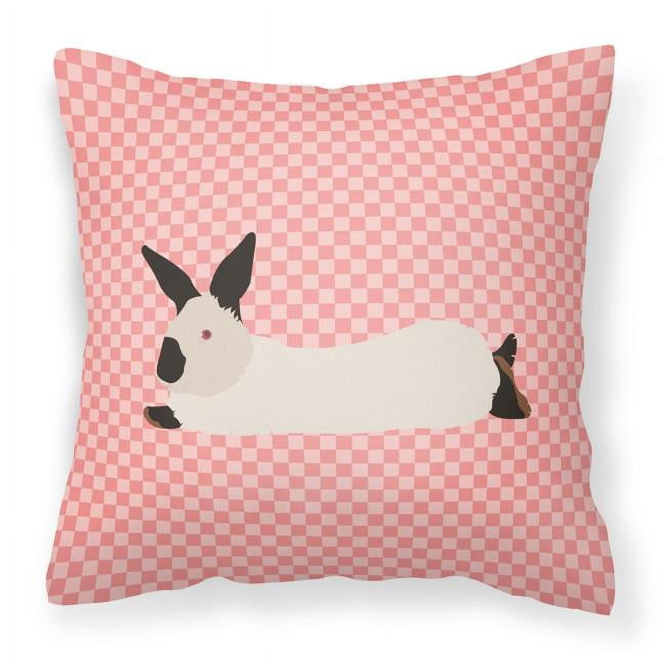 Carolines Treasures White Rabbit Pink Check Fabric Decorative Pillow ...