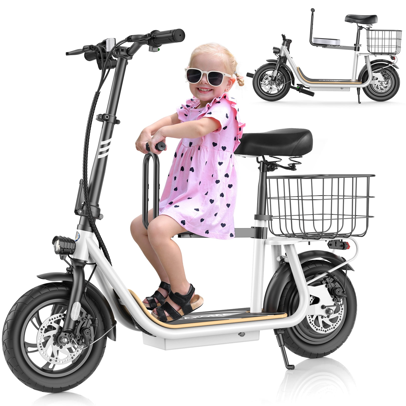 Caroma 1200W Peak Electric Scooter with Seat, 30 Miles Max Range ...