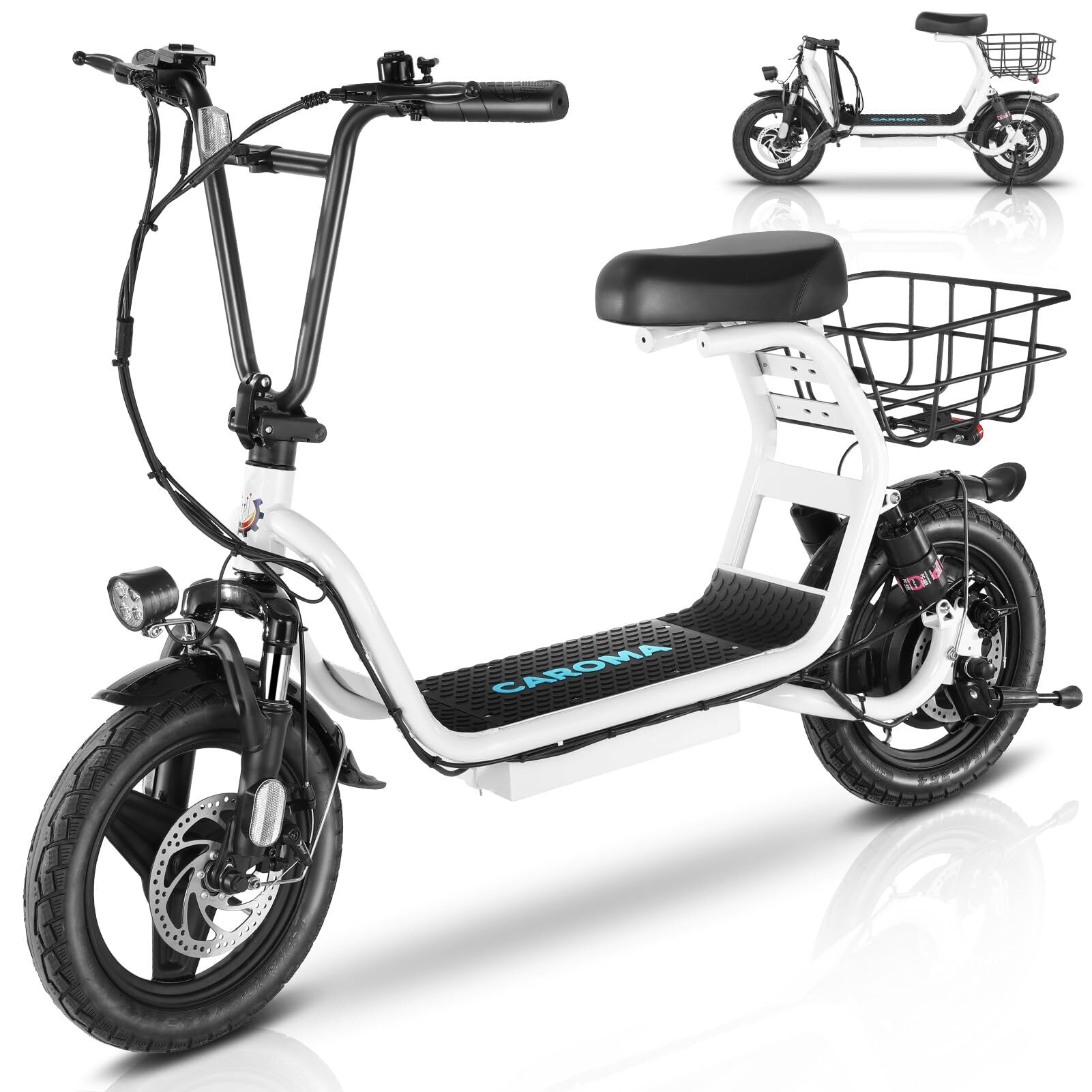 Caroma 500W Electric Scooter with Seat for Adult, 20Mph Up to 25 Miles ...
