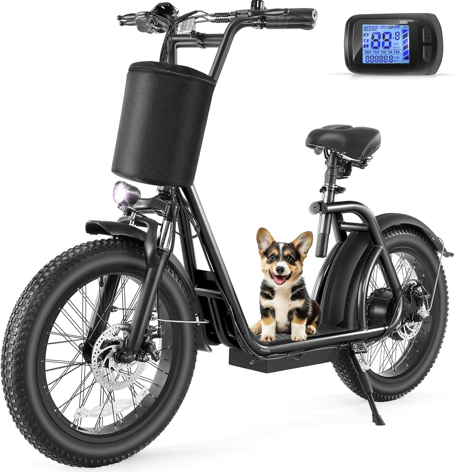 Caroma 819W Foldable Electric Scooter Adults, 20" Fat Tire Electric Bike with 500Wh Battery, Up ...