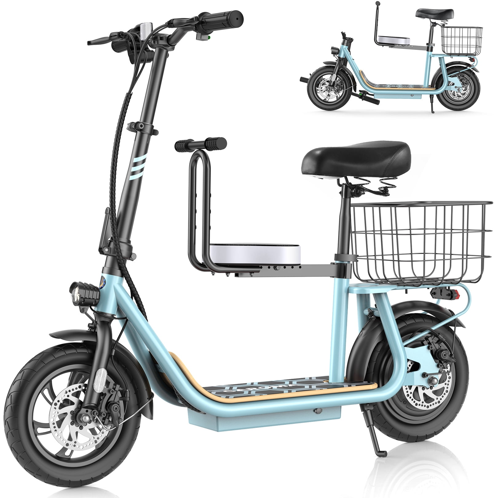 Caroma 819W Peak Electric Scooter with Seat, 22 Miles Max Range Electric Scooter for Adults ...