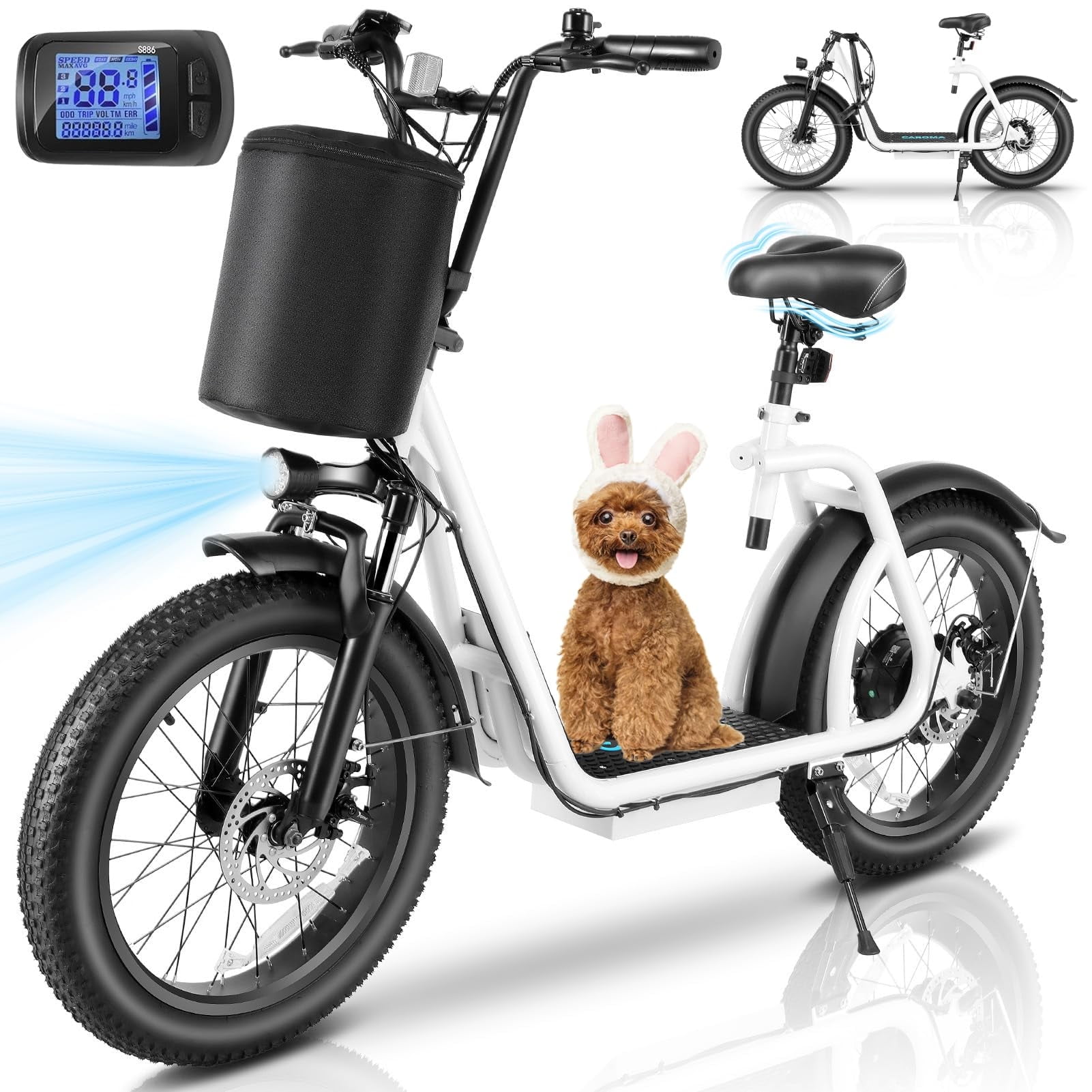 Caroma Electric Scooter Adults 20"X3" Fat Tire, 20 MPH Top Speed & 30 Miles Range, Peak 819W Off ...