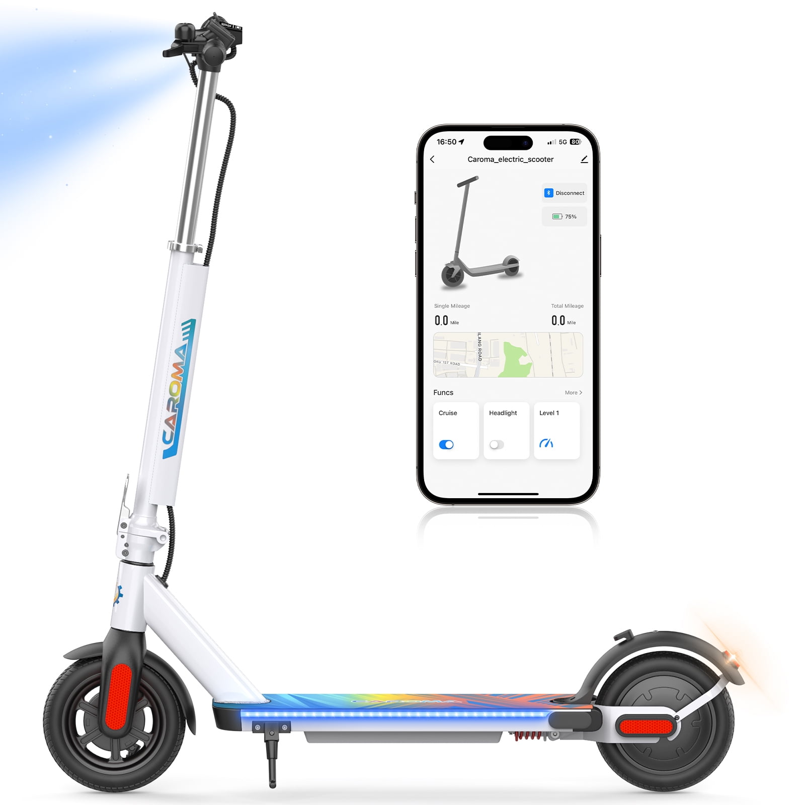 Caroma Electric Scooter Adults, 350W Motor E-Scooter, 9 In Tires, 20 ...