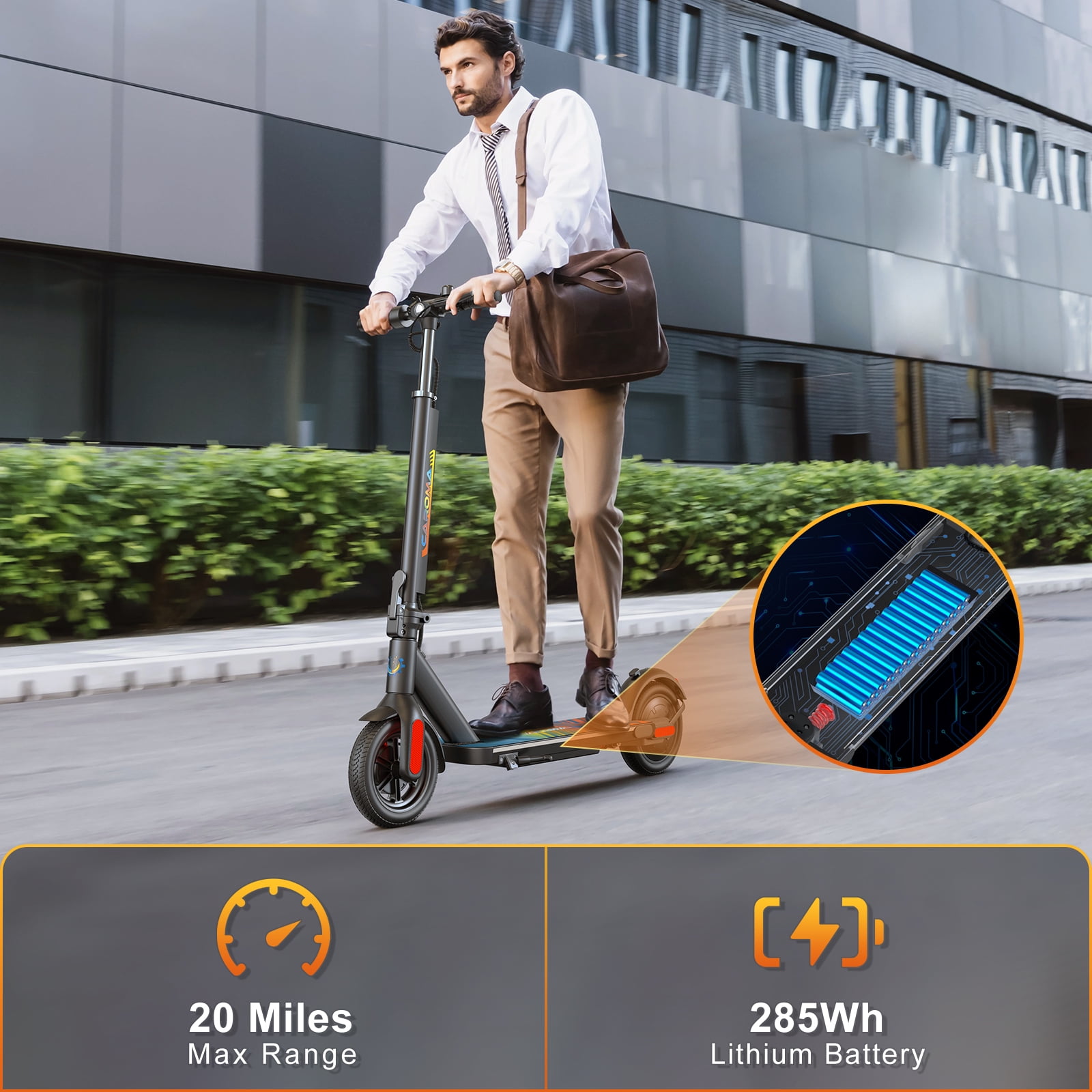 Caroma Electric Scooter Adults, 350W Motor E-Scooter, 9 In Tires, 20 ...