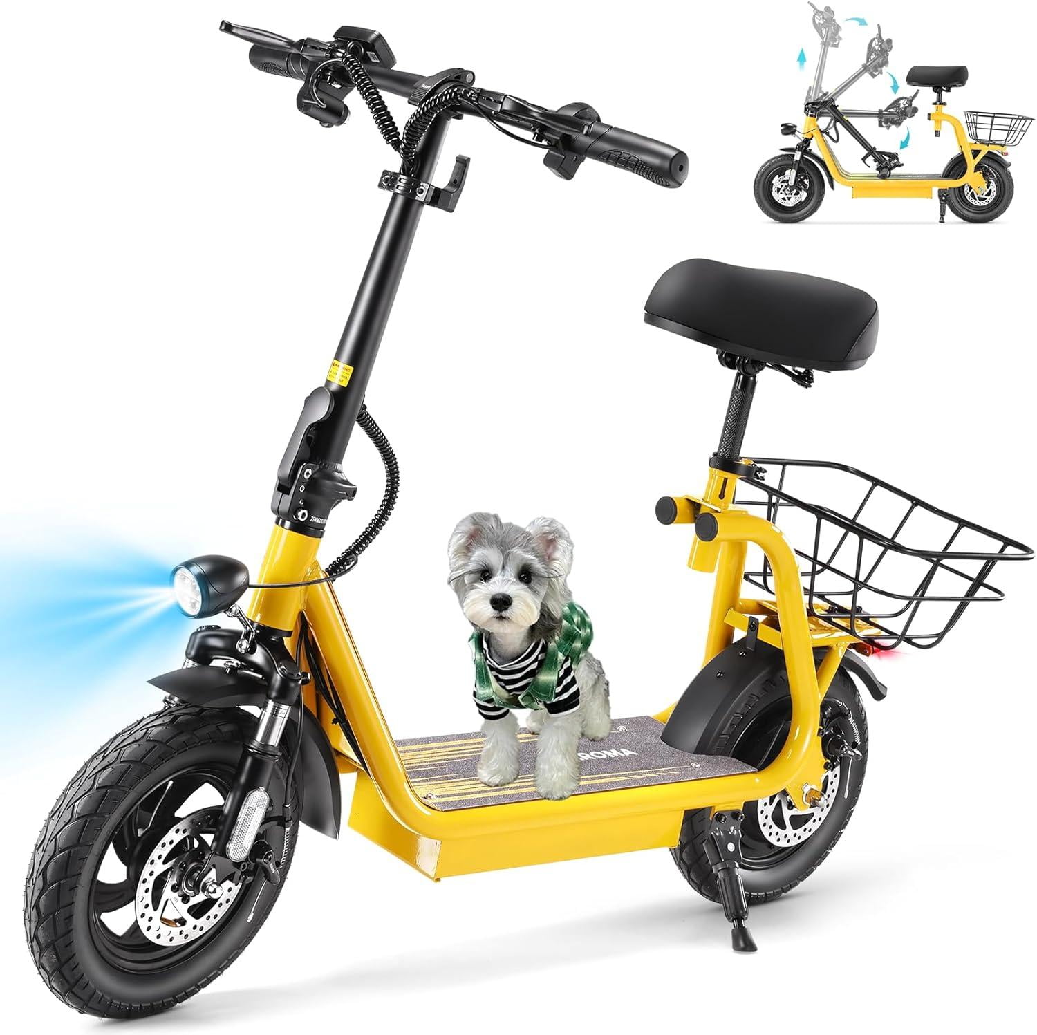 Caroma Electric Scooter Adults with Seat,1200W Peak Motor,LED Display ...