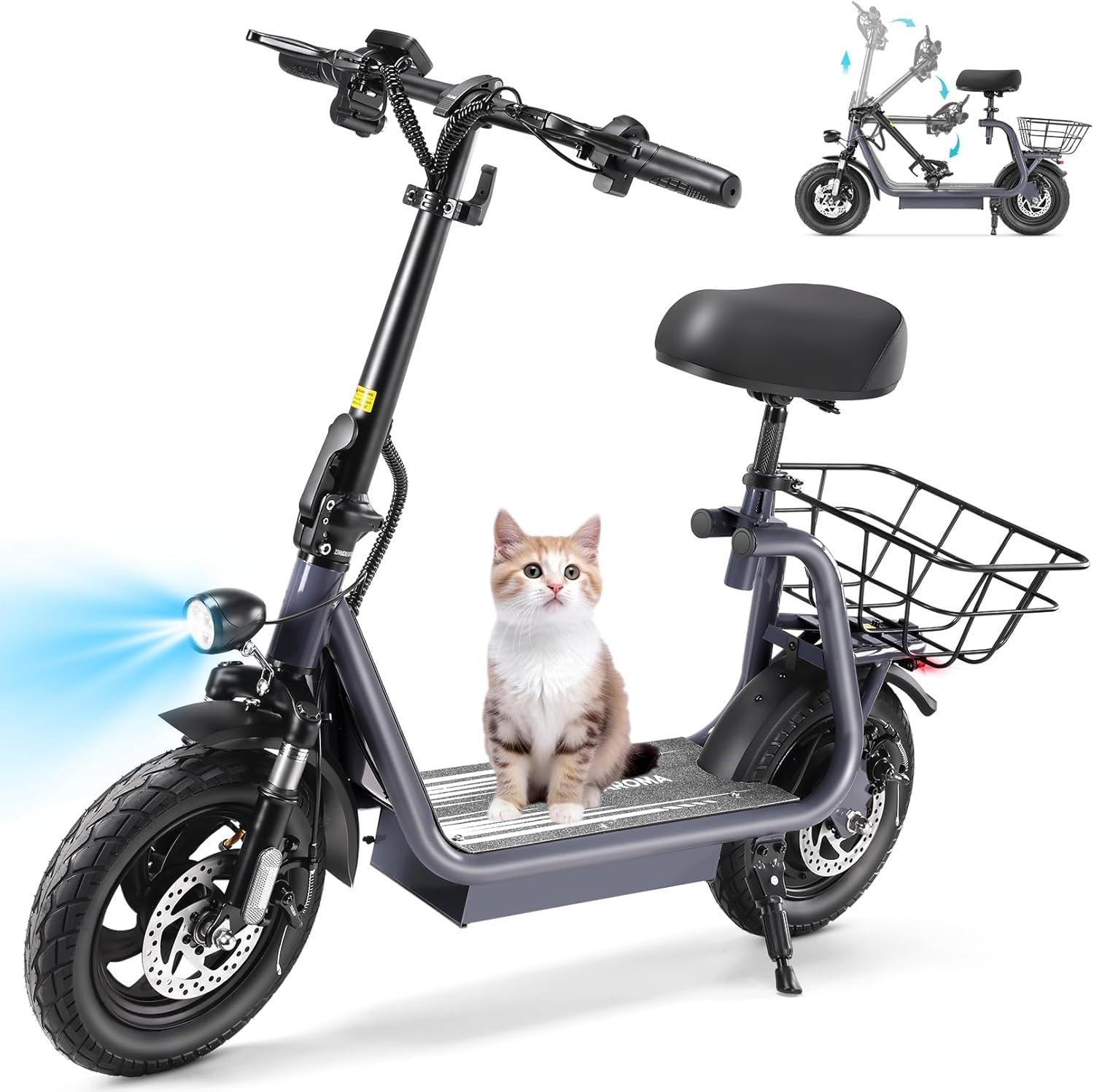 Caroma Electric Scooter Adults with Seat,1200W Peak Motor,LED Display ...