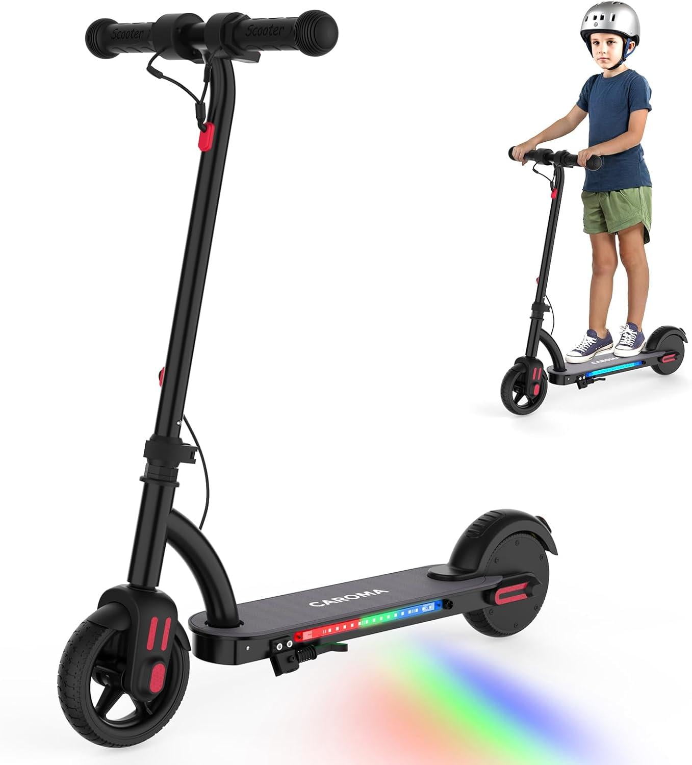 Caroma Electric Scooter for Kids Ages 6-12,LED Display 3 Speeds (5/8/10 ...