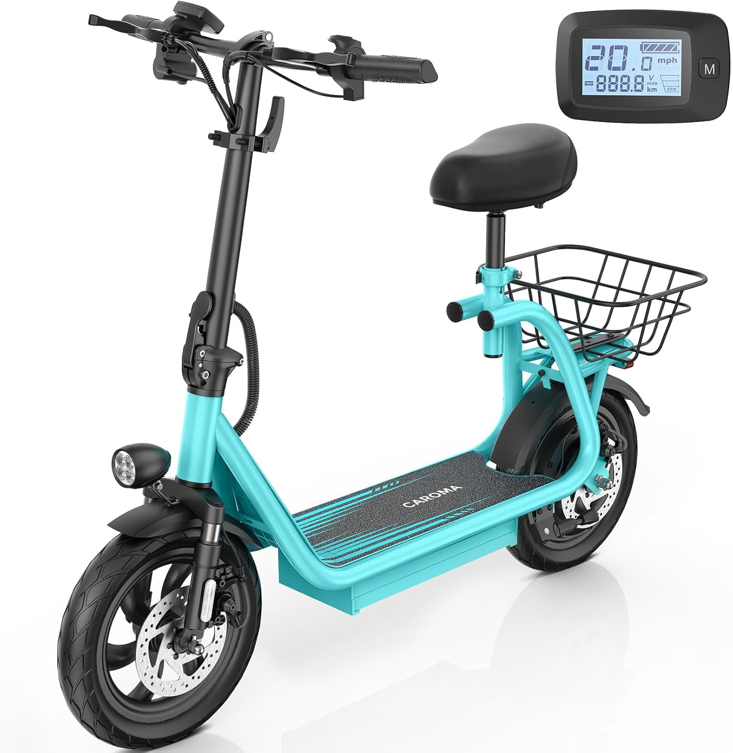 Caroma Electric Scooter for Adult with Seat, Peak 540W Motor, up to 12. ...
