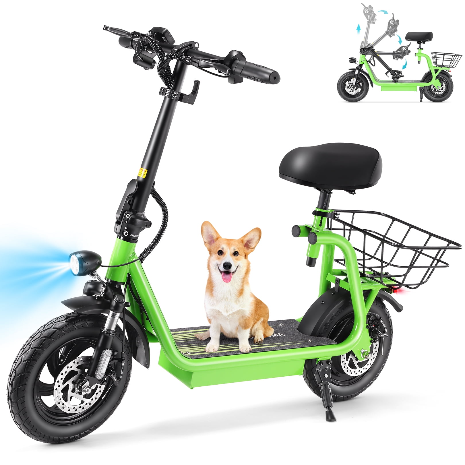 Caroma Peak 819W Electric Scooter with Seat, 375Wh Battery up to 22 Miles&20MPH, 12" Pneumatic ...