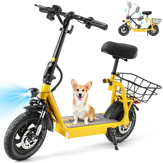 Caroma Peak 819W Electric Scooter with Seat, 375Wh Battery up to 22 Miles&20MPH, 12" Pneumatic ...