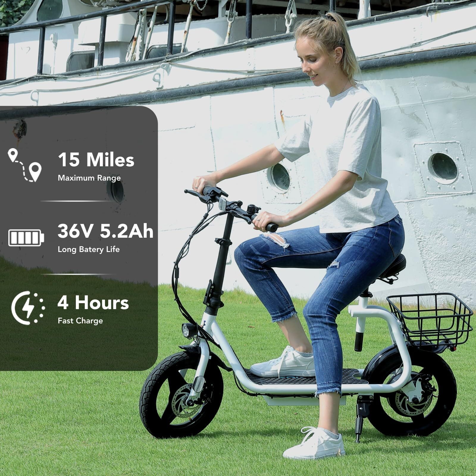 Caroma Electric Scooter with Seat, 500W Peak 15 Miles Range 20 Mph ...