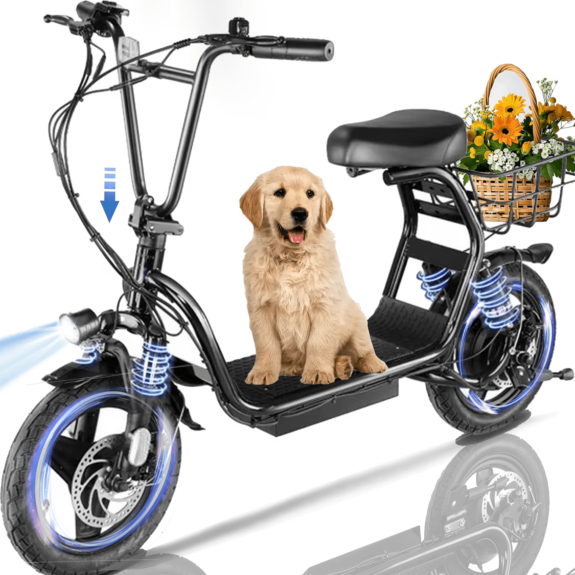 Caroma Electric Scooter: 500W, 48V, 25-mile Range, 20MPH, Includes Seat ...