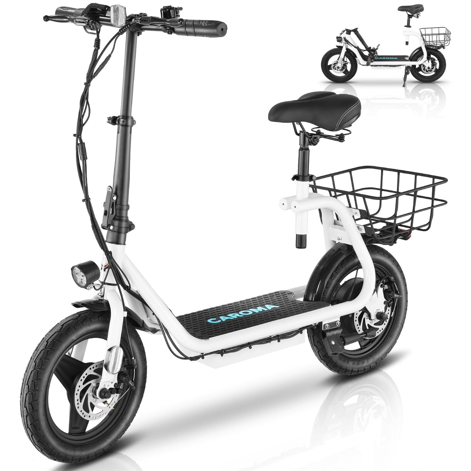 Caroma Peak 1200W Electric Scooter with Seat , 14" Tire E Scooter for ...