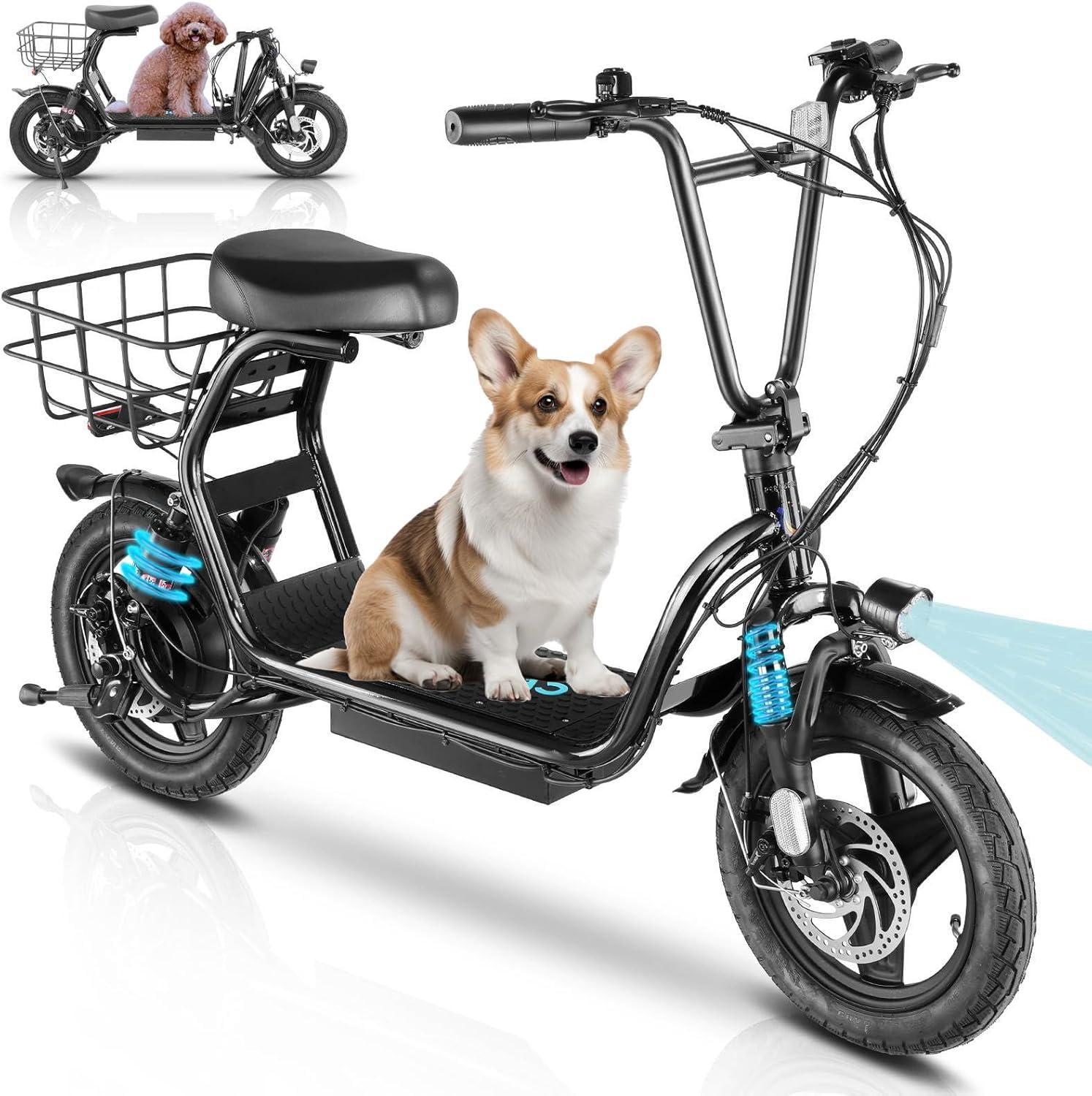 Caroma Peak 1200W Electric Scooter with Seat, 500Wh Battery, 30Miles ...