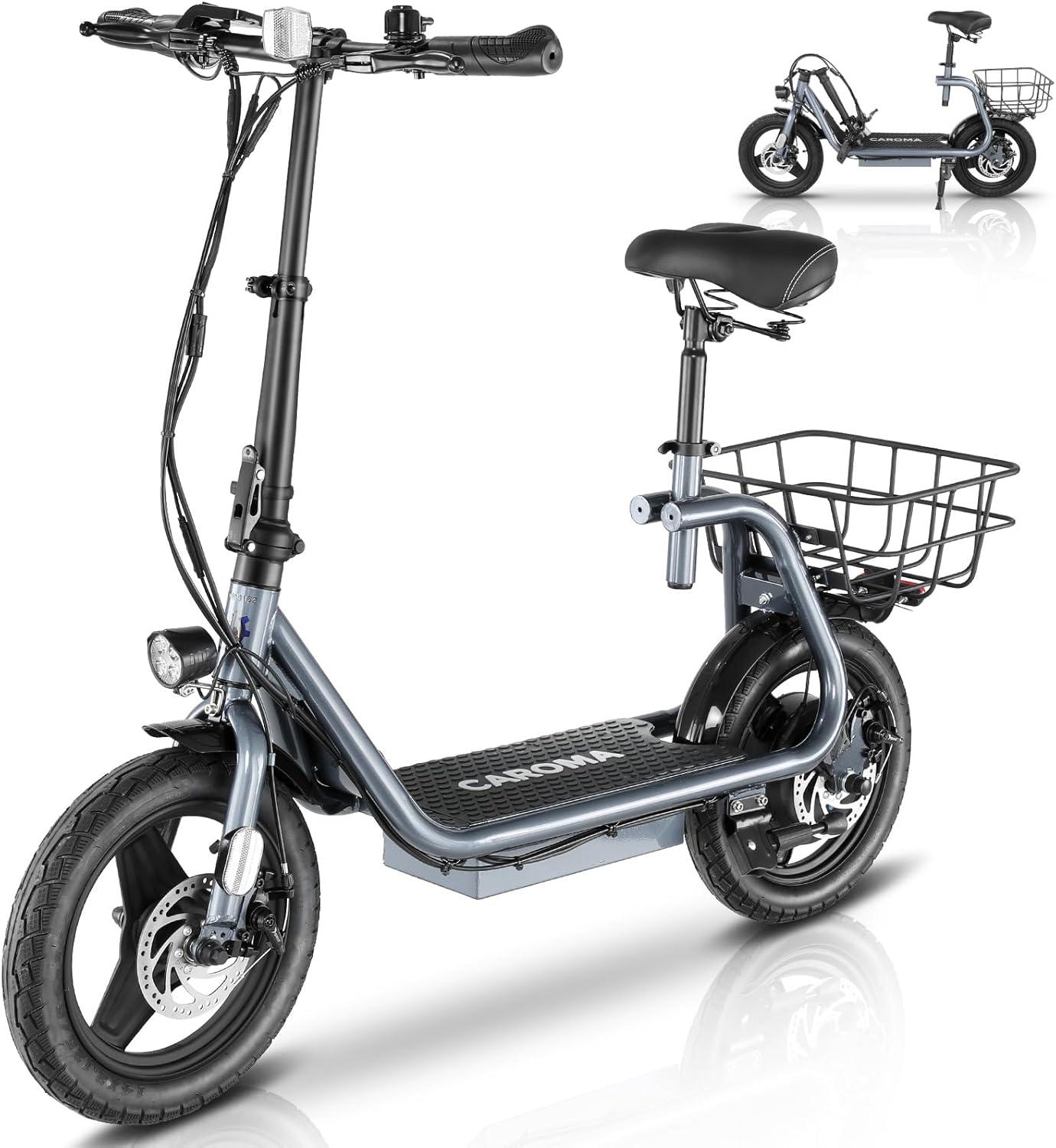 Caroma Peak 1200W Electric Scooter with Seat for Adults, 500Wh Battery ...