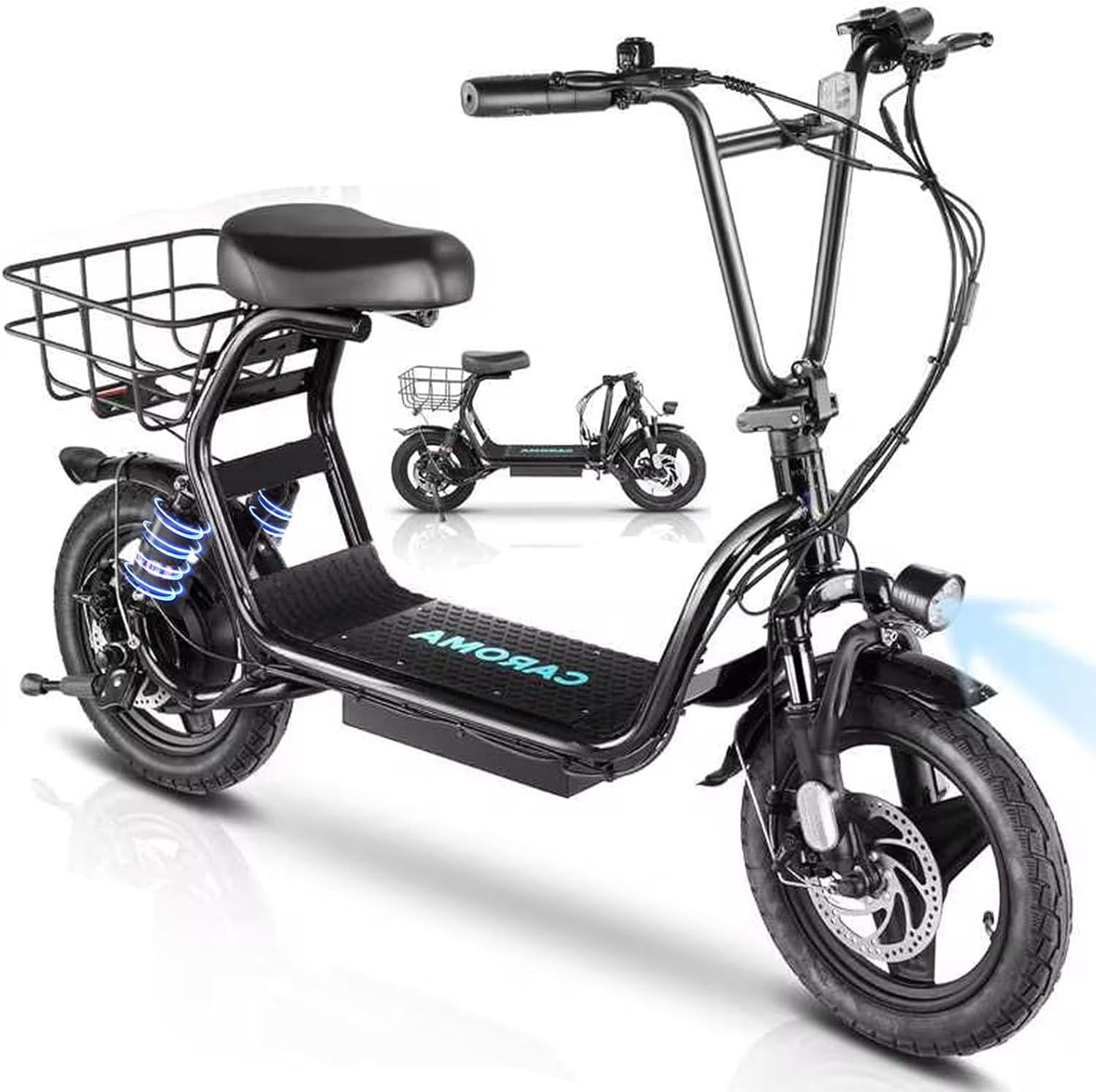 Caroma Peak 1200W Electric Scooter with Seat for Adults, 500Wh Battery ...