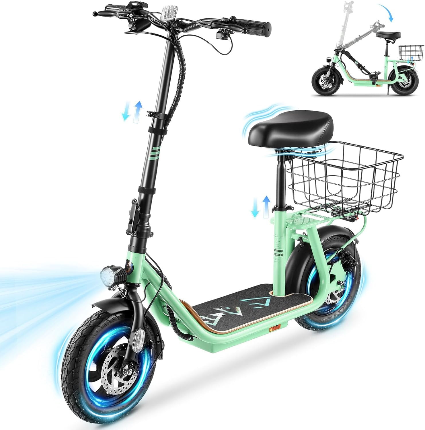 Caroma Peak 1200W Electric Scooter with Seat, Electric Scooters for ...