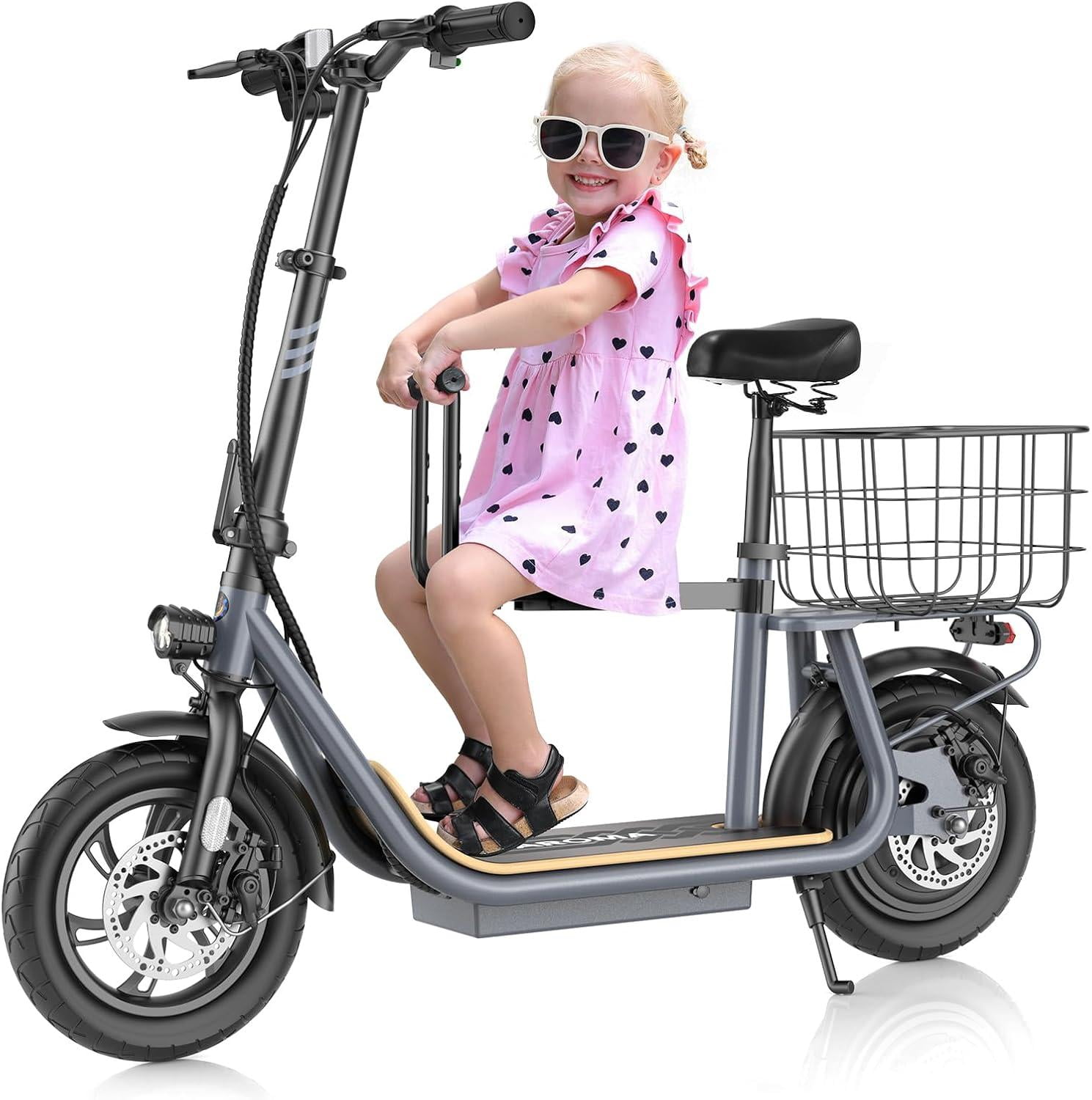 Caroma Peak 1200W Electric Scooter with Seat 14" Tire, 30 Miles Range ...