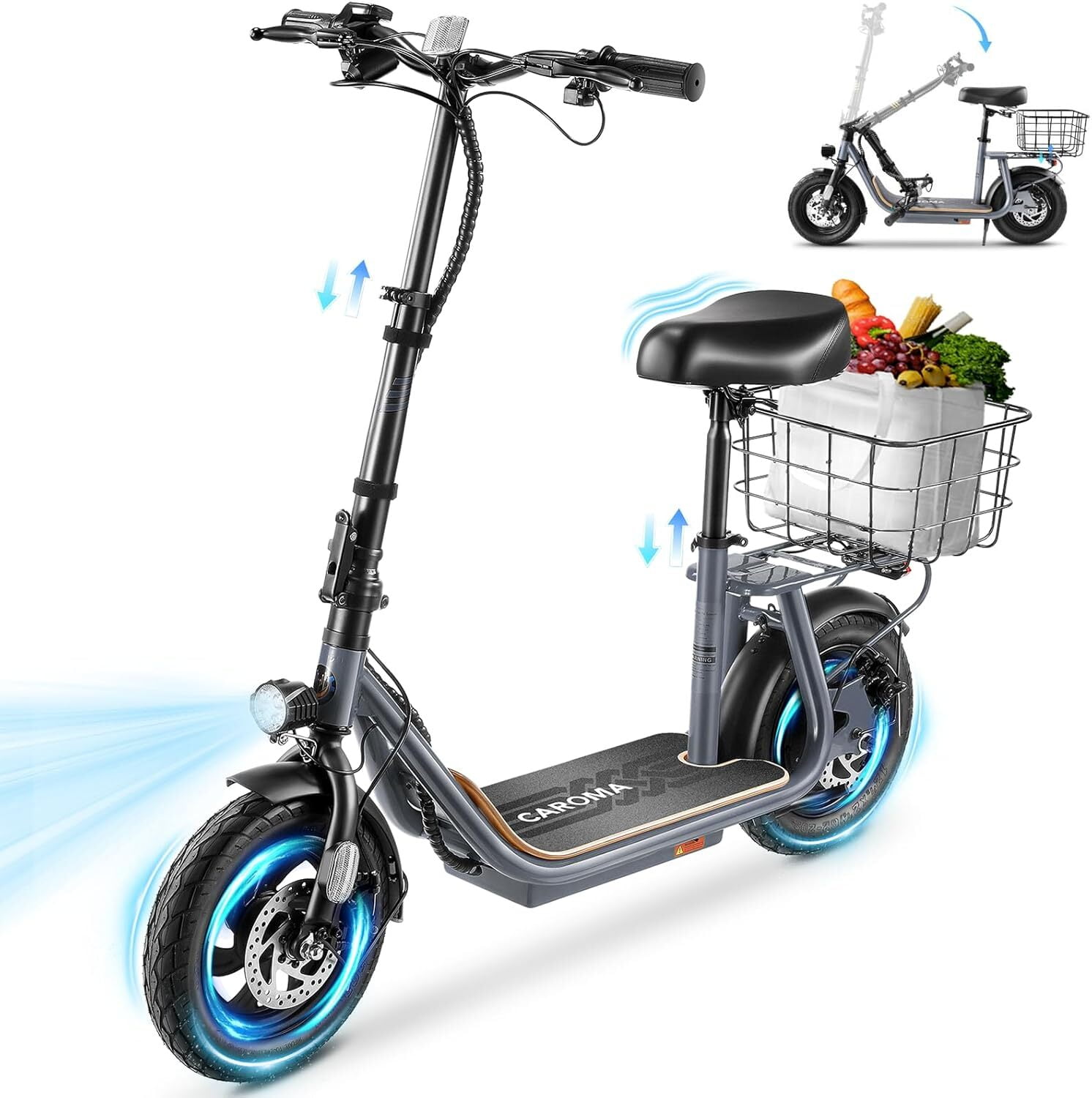 Caroma Peak 819W Electric Scooter with Seat, Electric Scooters for ...