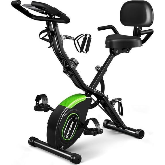 Caromix Folding Exercise Bike, 5 in 1 Stationary Magnetic Cycling Bicycle Upright Indoor Cycling ...