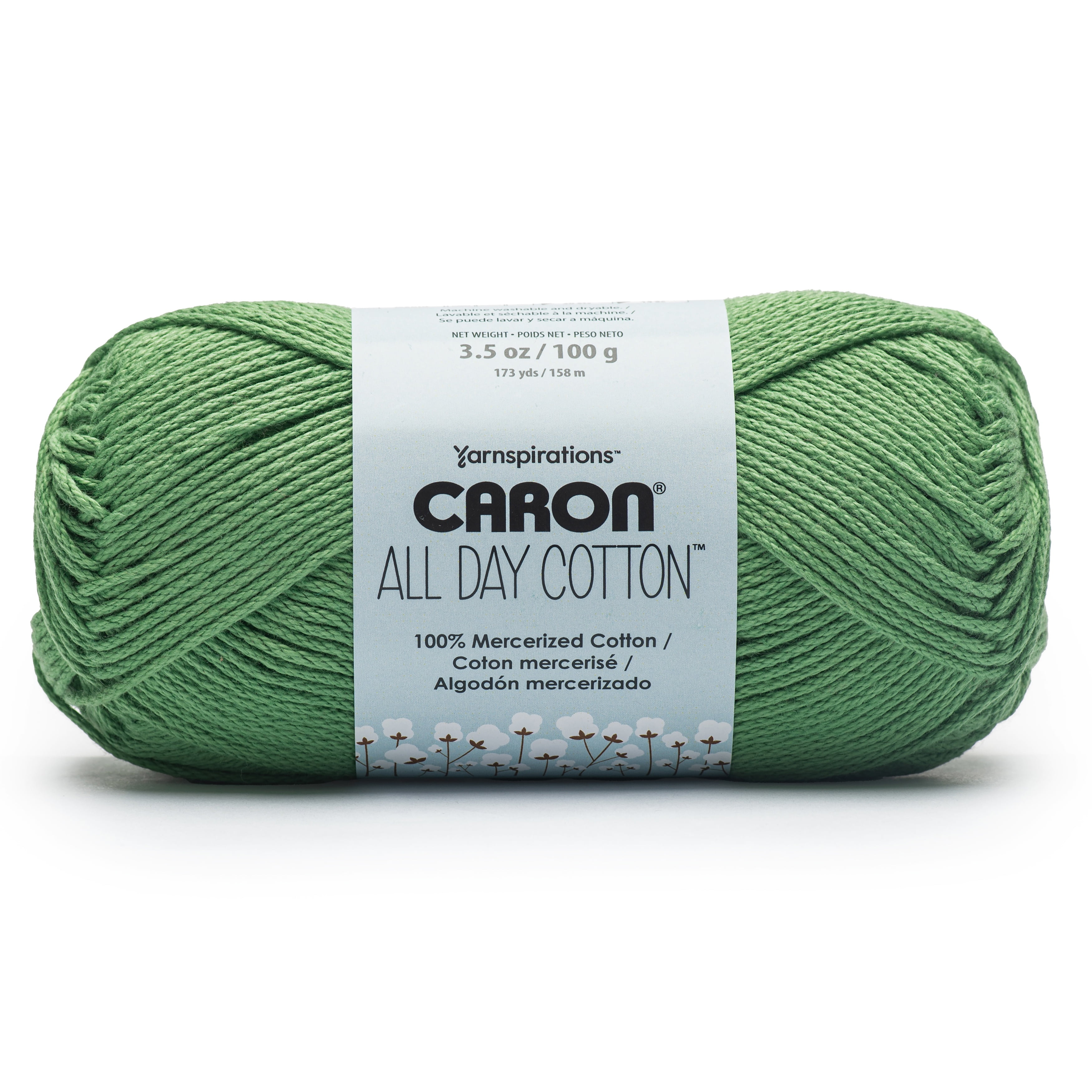 Caron All Day Cotton Yarn-Grass Green - Walmart.com