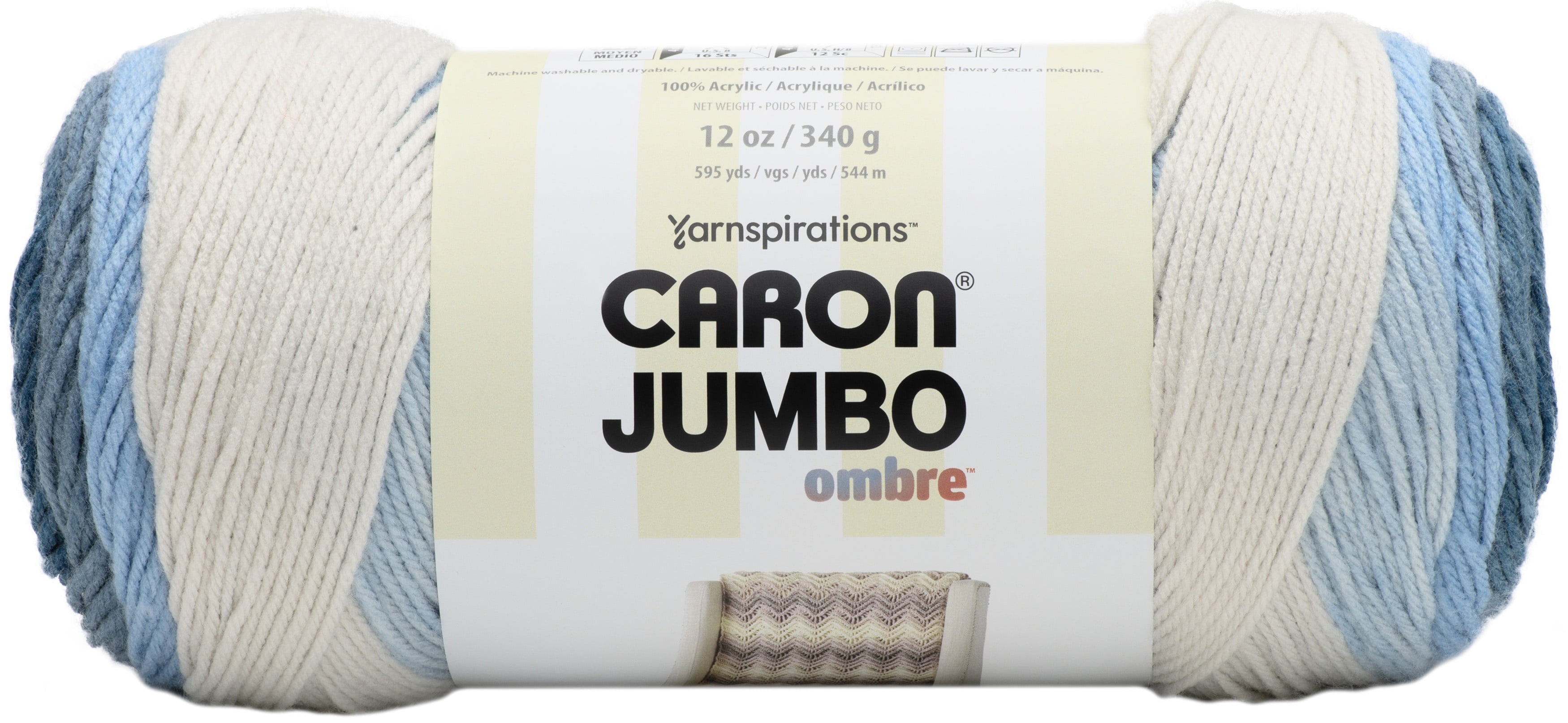 Caron Jumbo Ombre Yarn, 100% Acrylic, Machine Washable, Oeko-Tek ...