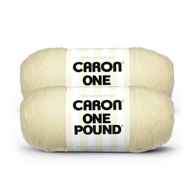 Caron® One Pound™ #4 Medium Acrylic Yarn, Cream 16oz/454g, 812 Yards (2 Pack) - Walmart.com