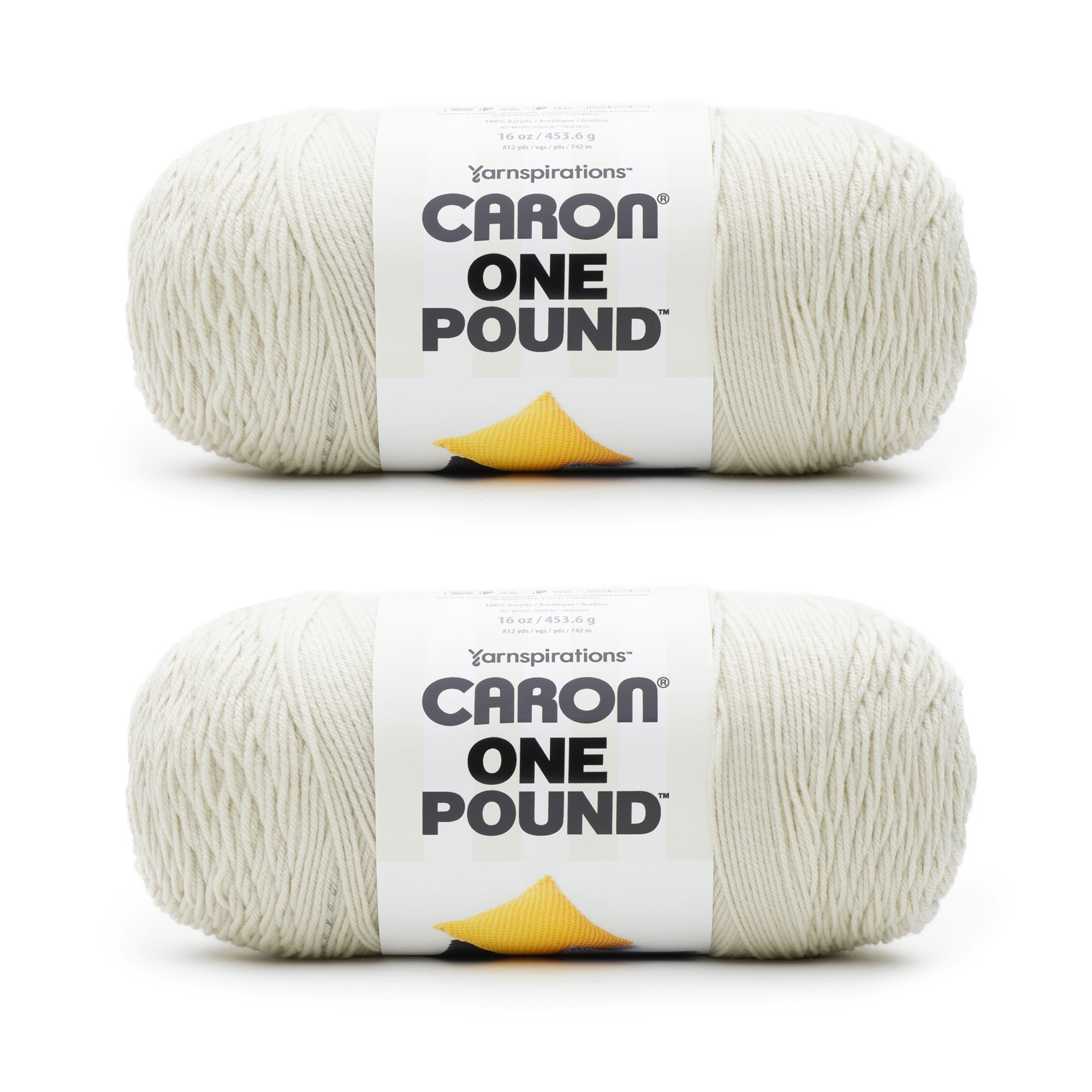 Caron One Pound Off White Yarn - 2 Pack, Acrylic, 4 Medium, 812 Yards ...