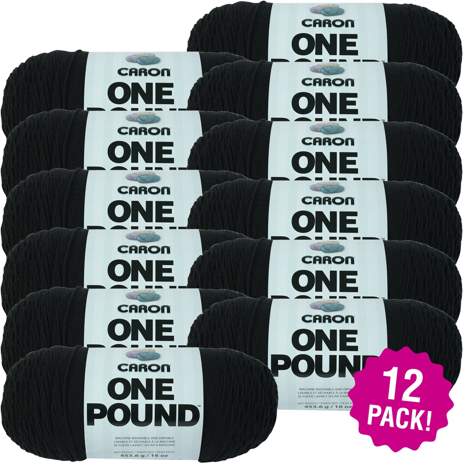 Caron One Pound Yarn - Black, Multipack of 12 - Walmart.com