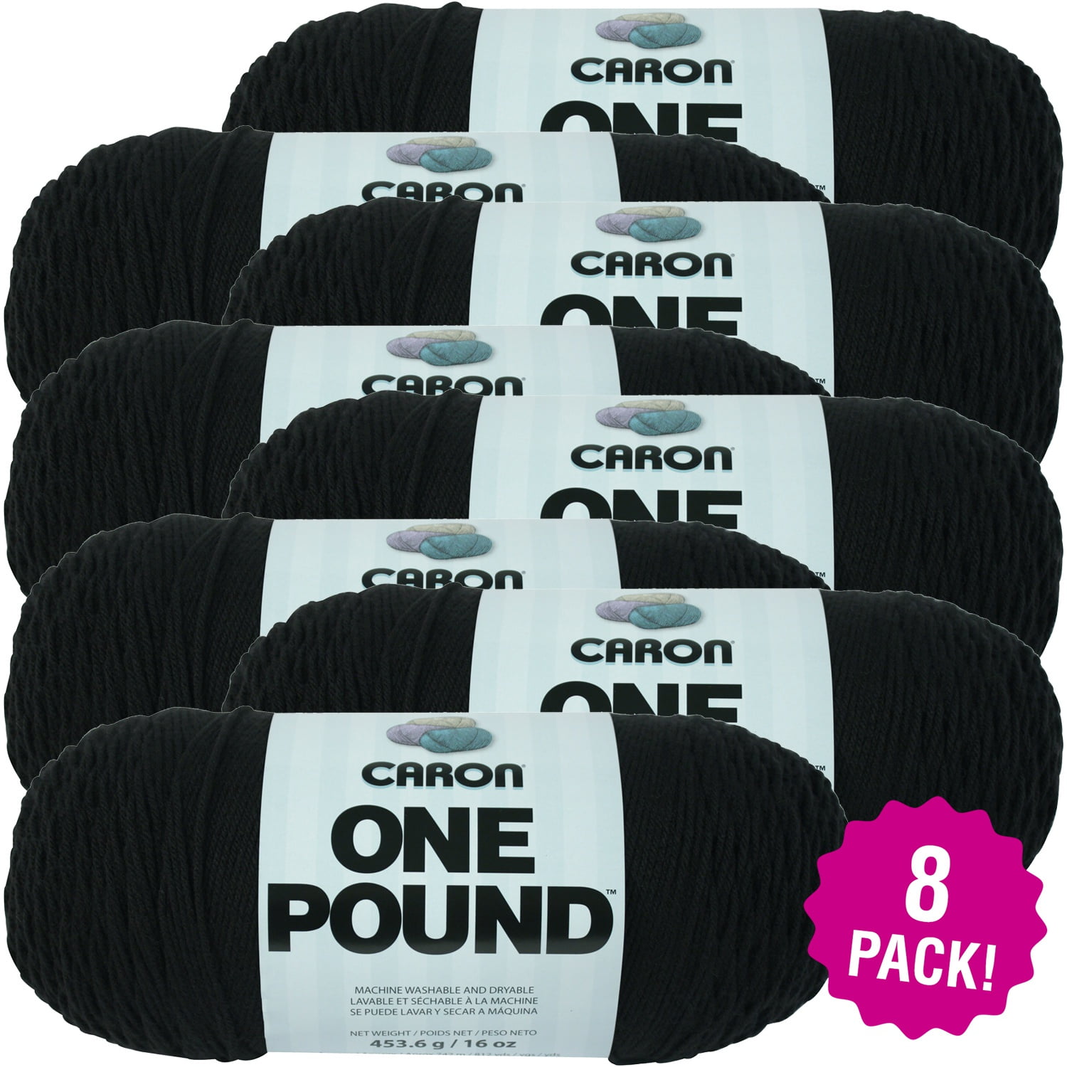 Free Shipping! Caron One Pound Yarn - Black, Multipack of 8 - Walmart ...